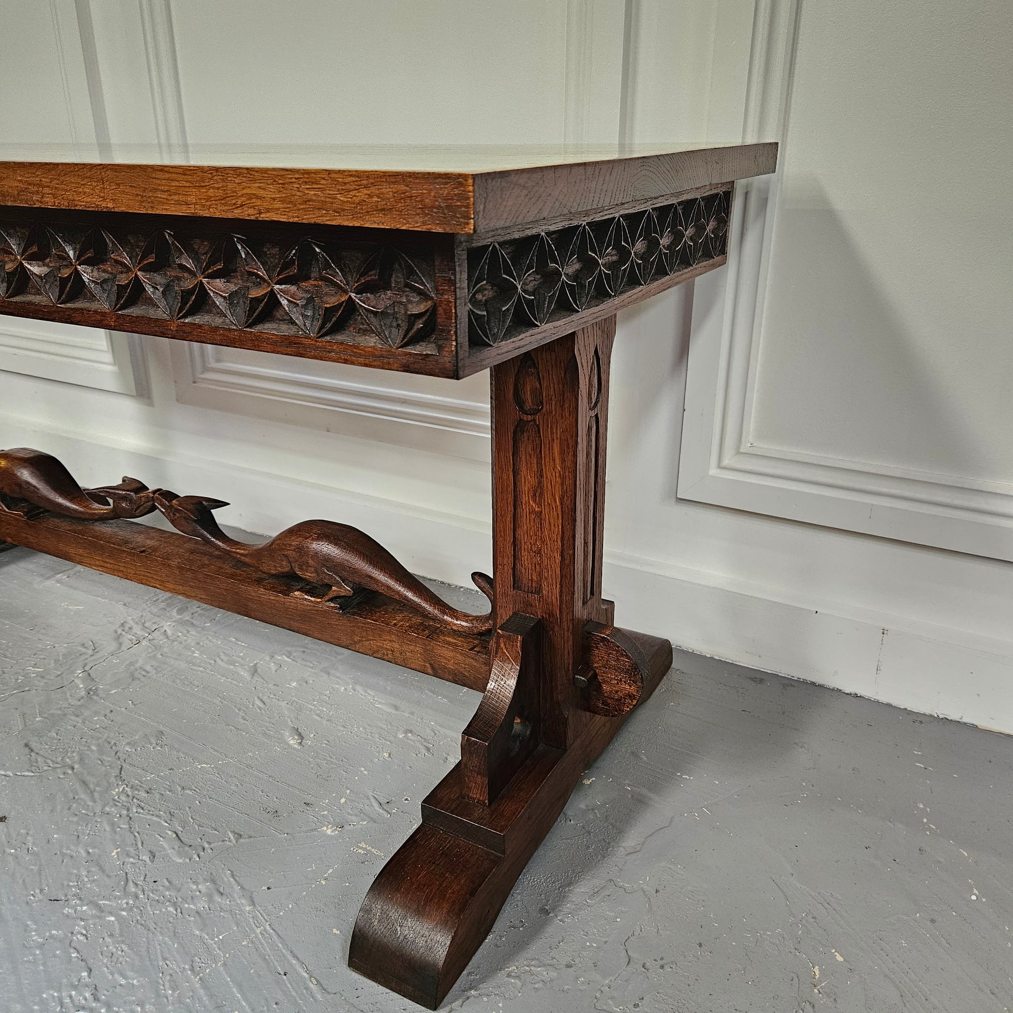 Stunning French Neo-Gothic Style Oak Coffee Table – Moonee Ponds Antiques