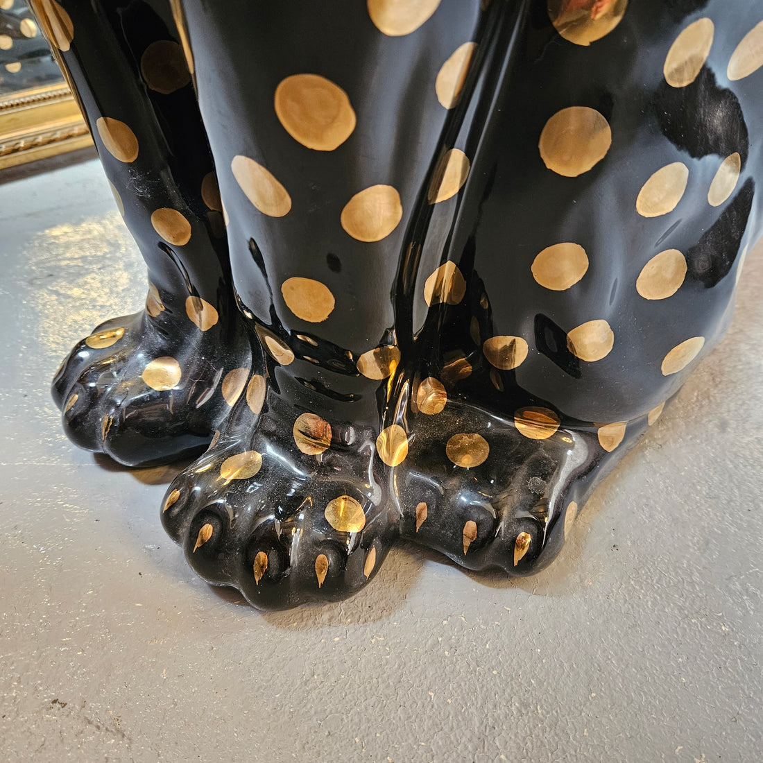 Imposing Black and Gold Italian Ceramic Roaring Leopard – Moonee Ponds ...