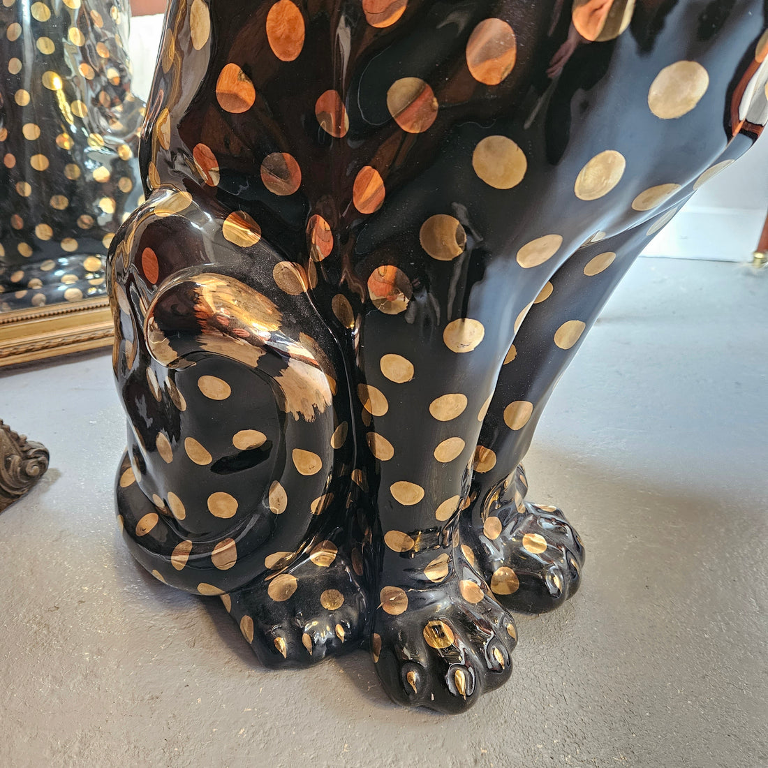 Imposing Black and Gold Italian Ceramic Roaring Leopard – Moonee Ponds ...