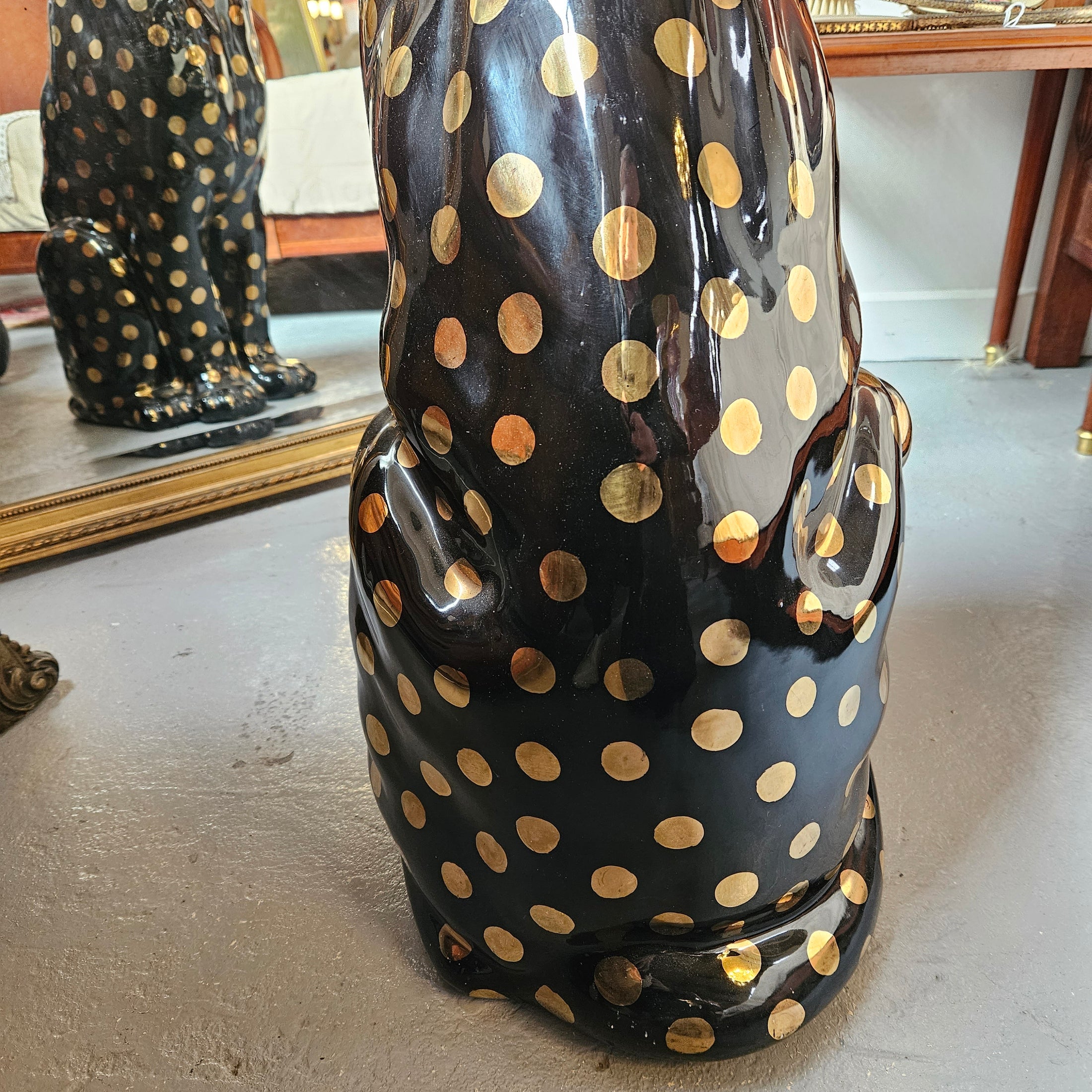 Imposing Black and Gold Italian Ceramic Roaring Leopard – Moonee Ponds ...