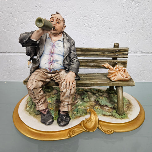 Vintage Capodimonte Tramp Sitting on Park Bench – Moonee Ponds Antiques