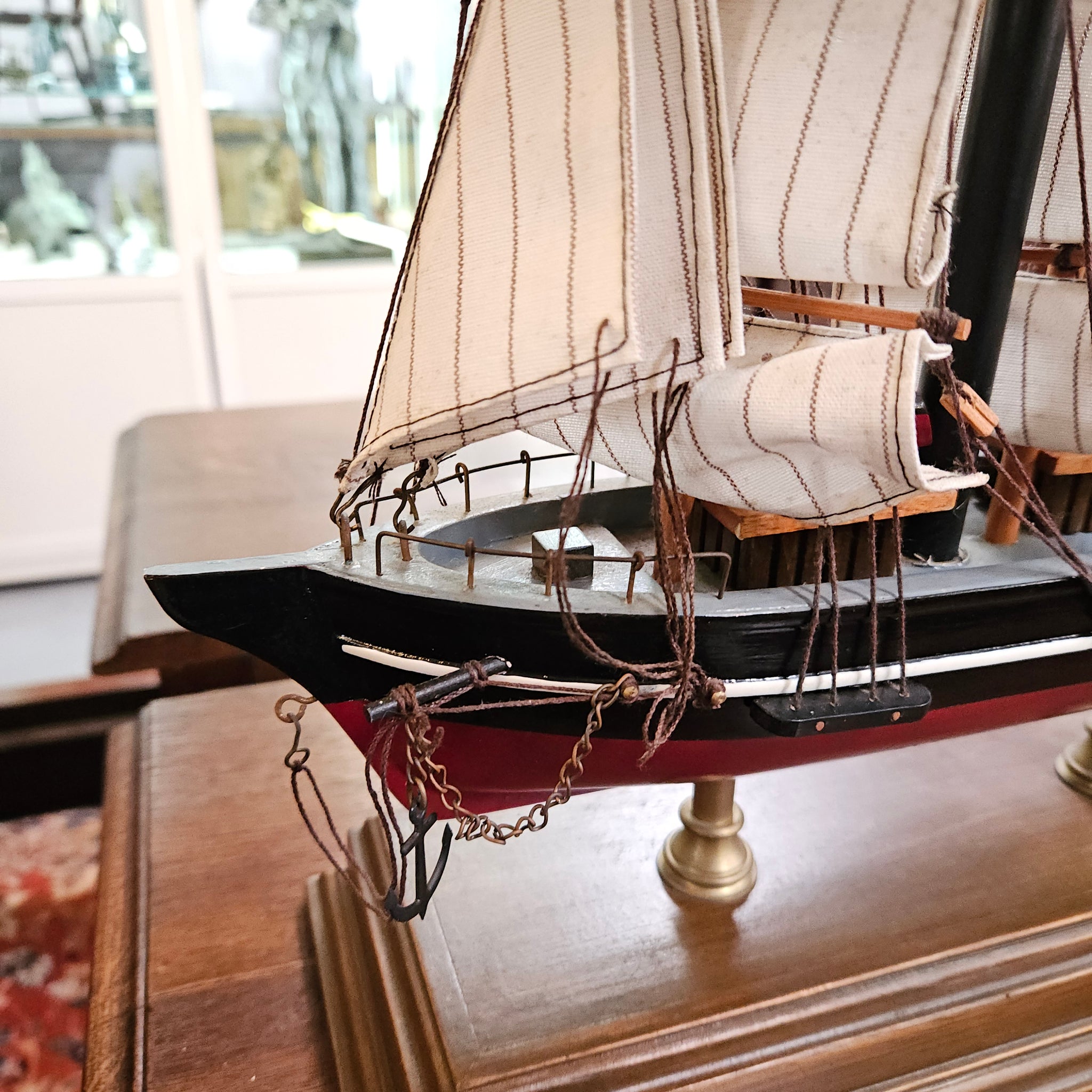 Nautical Sail Ship Table Lamp on Wooden Base – Moonee Ponds Antiques