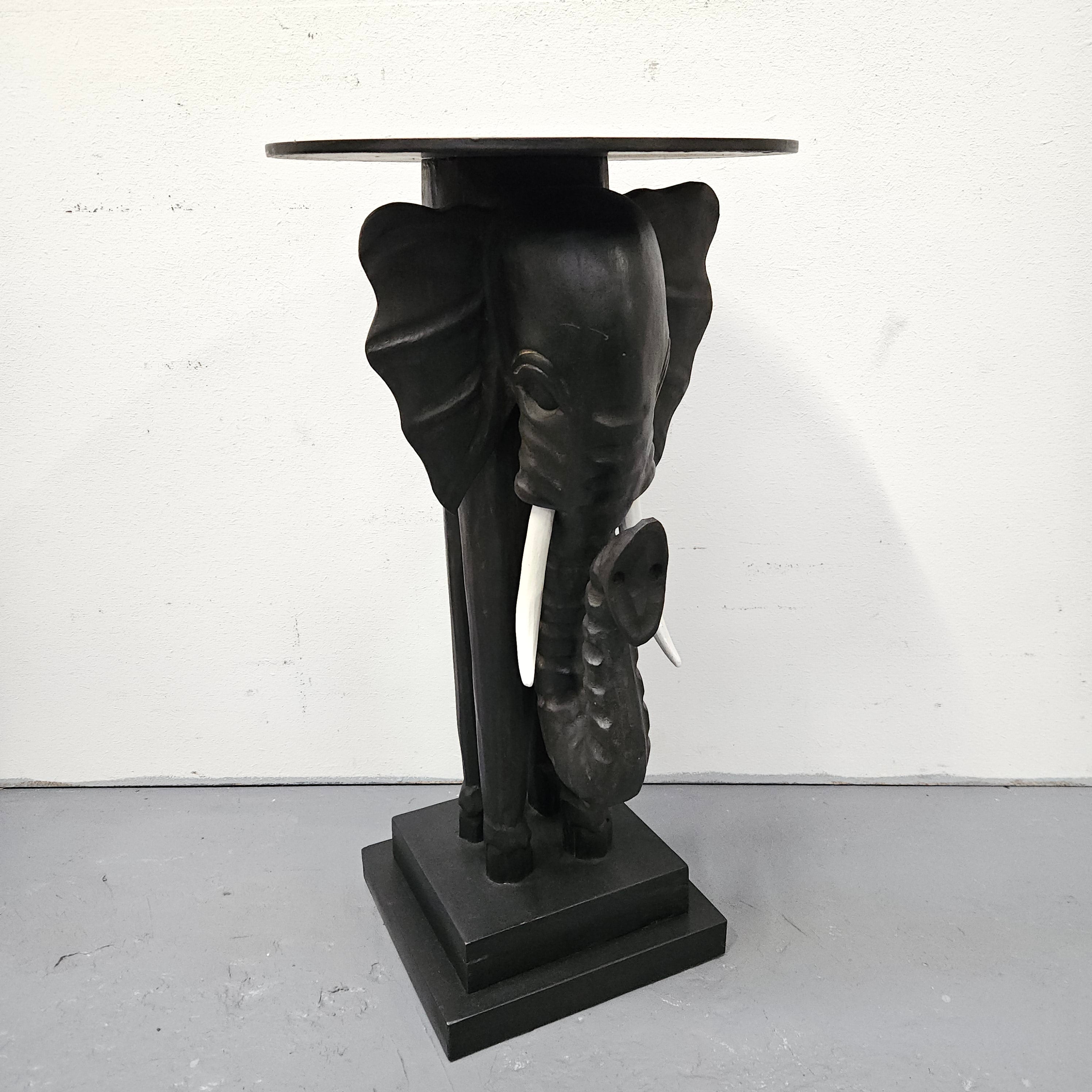 Unusual Hand Carved Ebonized Timber Elephant Side Table – Moonee Ponds ...