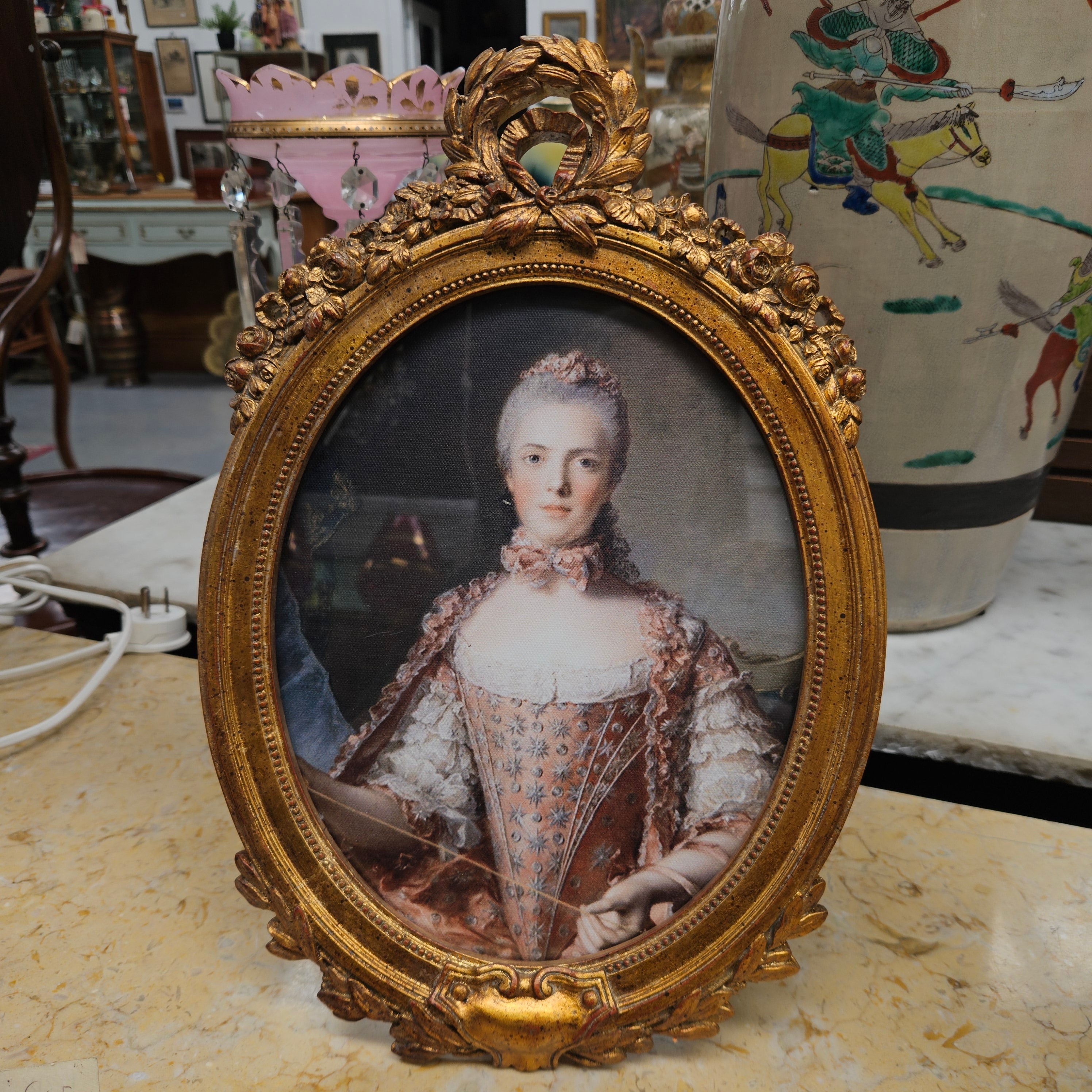 Oval Lady Portrait in Reproduction Gilt Frame – Moonee Ponds Antiques